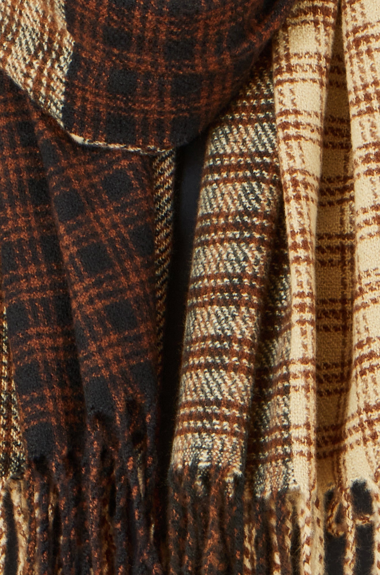 Yumi Brown Mixed Check Scarf – Style Heist