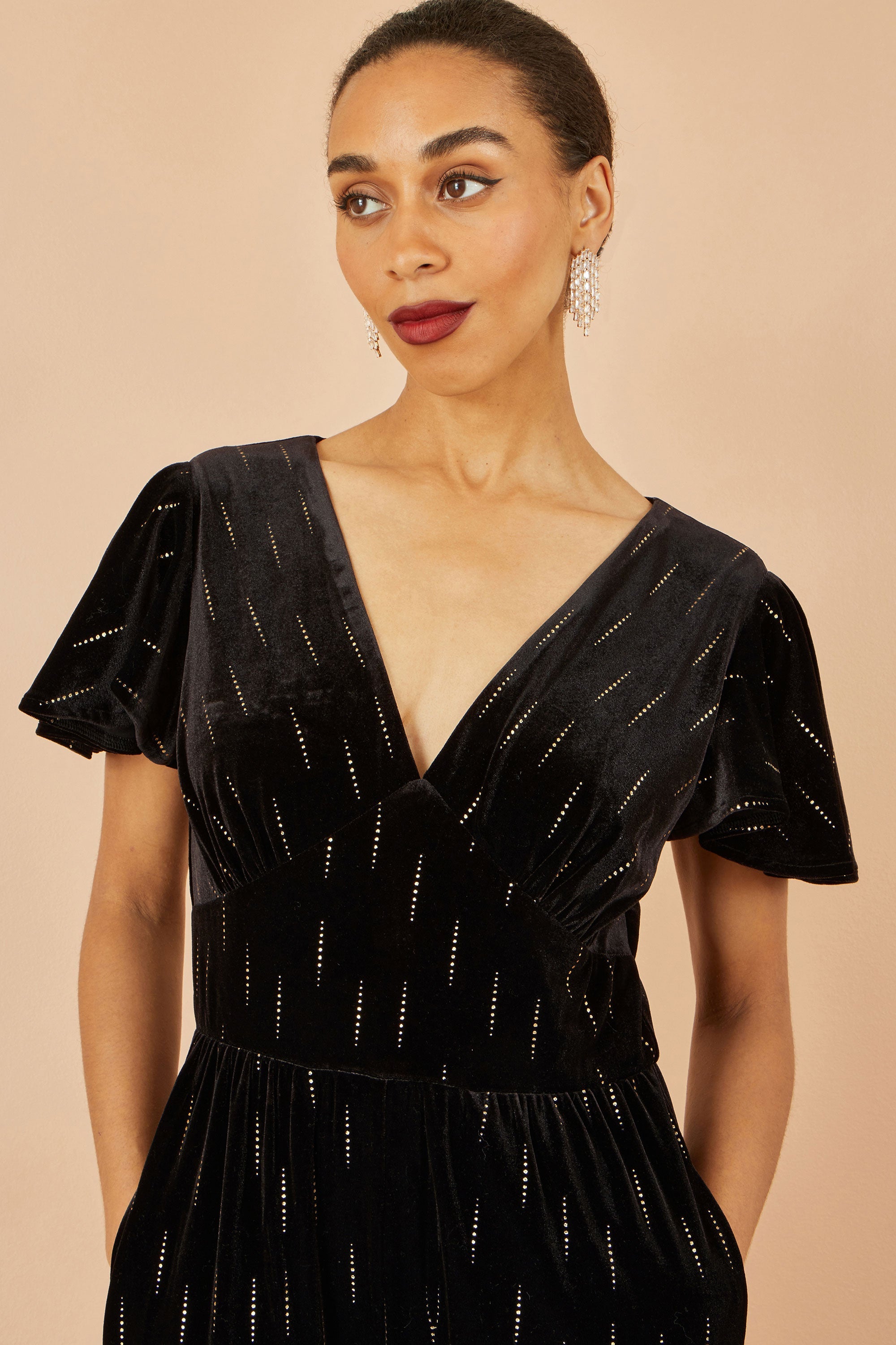 Yumi Black Foil Print Velvet Jumpsuit – Style Heist