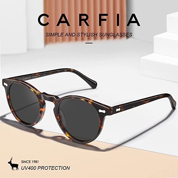 CARFIA Polarised Womens Sunglasses Vintage UV400 Protection Acetate Fr ...